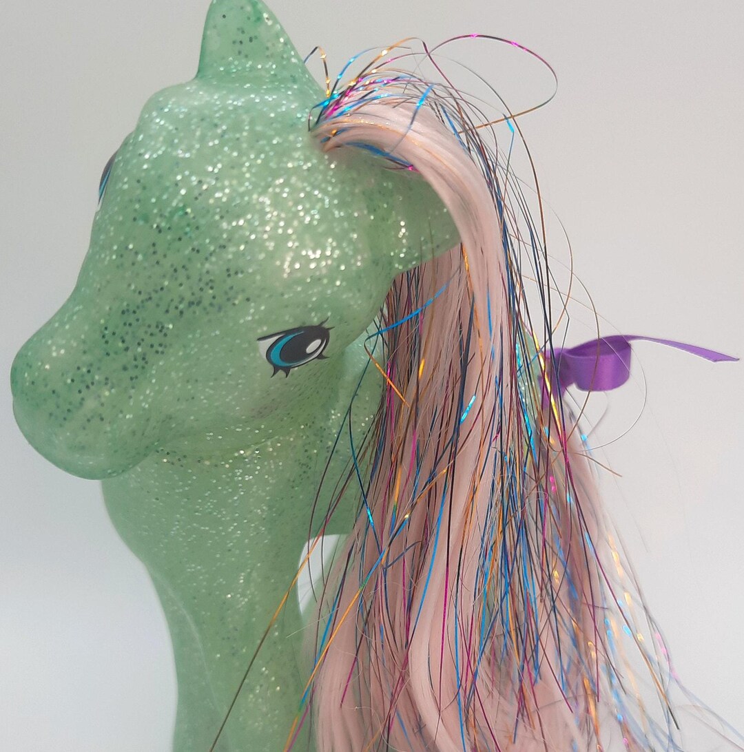 HQG1C G1 Style My Little Pony Moon Shimmer Aqua Green Glitter MLP Rare ...