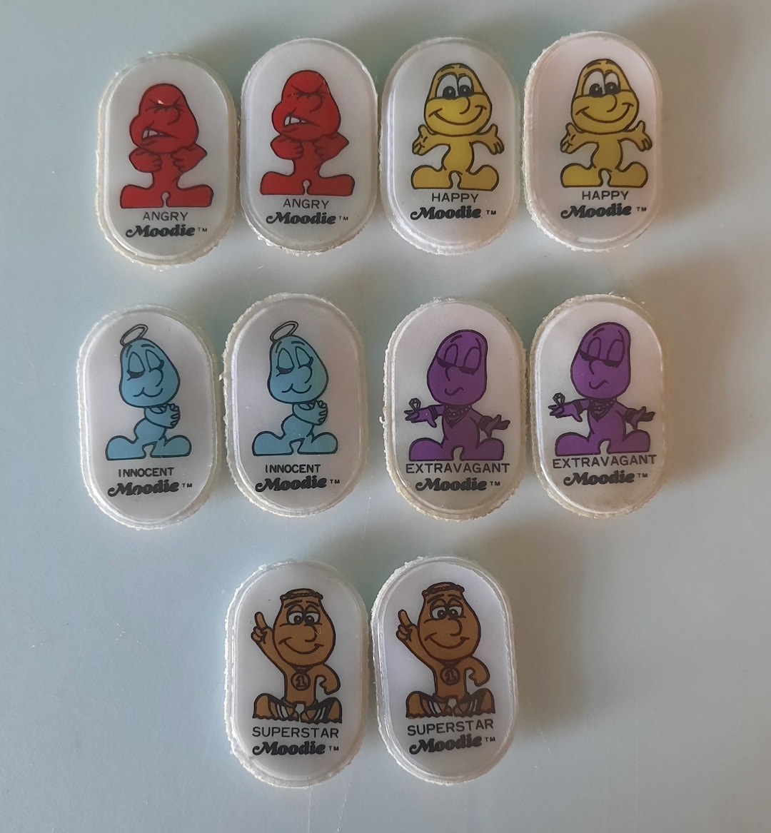 Vintage Moodies Velcro Pieces From Shoes 80's Set of 10 Stickers Rare ...