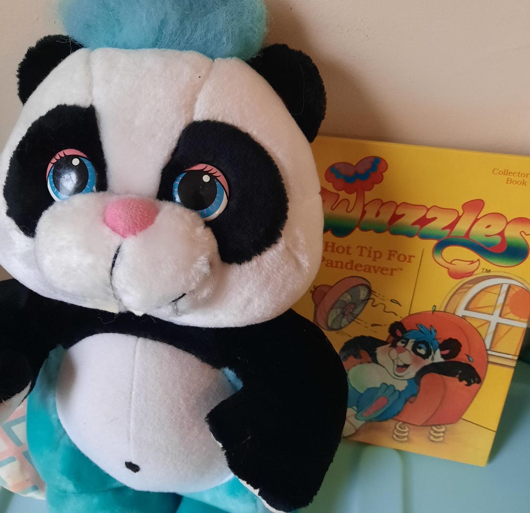 Vintage Wuzzles Pandeaver Plush Rare HTF With Book Hasbro Disney 1986 ...