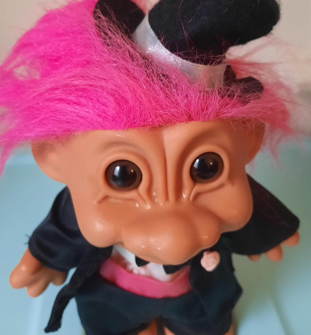 Vintage Russ Troll Doll 8" Large Wedding Groom Tuxedo Pink Hair - Etsy