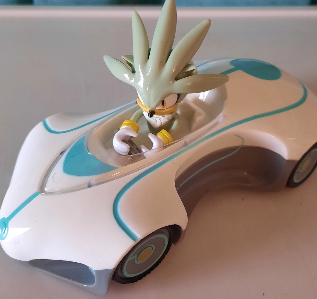 Sonic the Hedgehog All Stars Racing Silver Pull Back Vehicle Car Figure ...