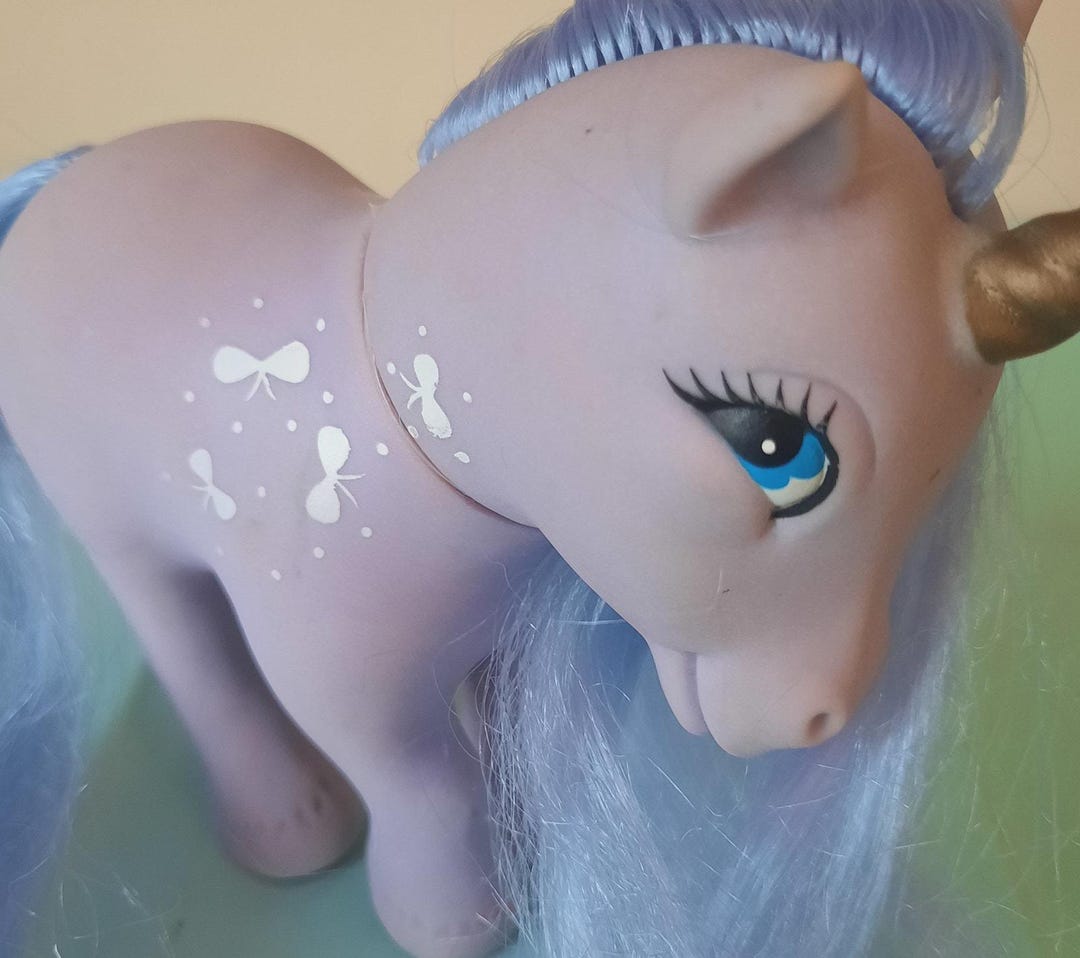 Vintage G1 My Little Pony Fakie Totsy Purple Unicorn Bows MLP Rare HTF ...