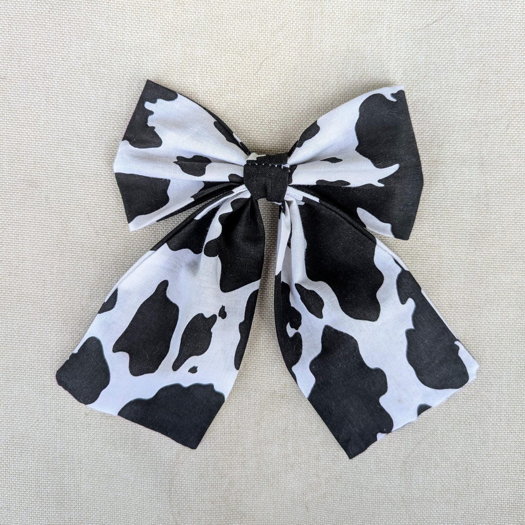 Handmade Black and White Cow Print Hair Clip Bow Cow Print Bow for ...