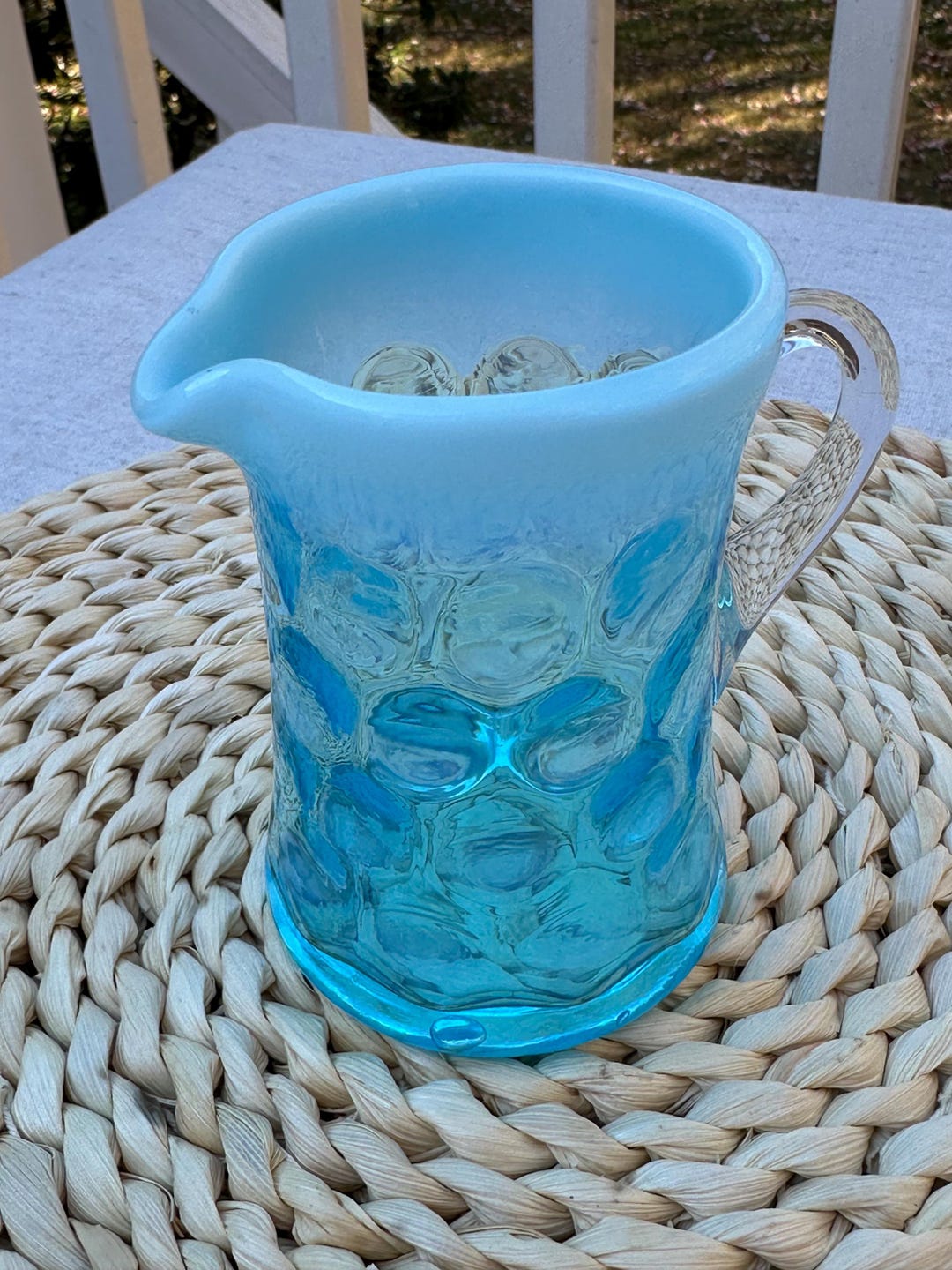 Vintage Fenton Blue Opalescent Coin Dot Small Glass Pitcher - Etsy
