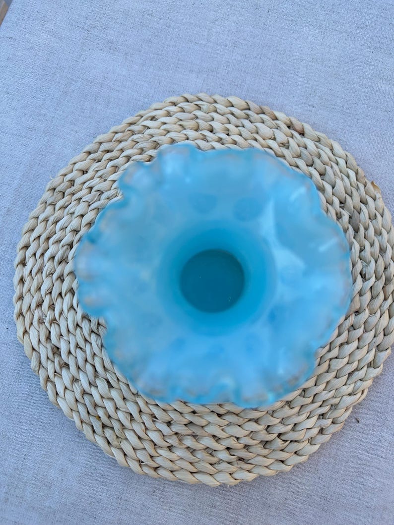 Vintage Fenton Sky Blue Coin Dot Opalescent Vase - Etsy