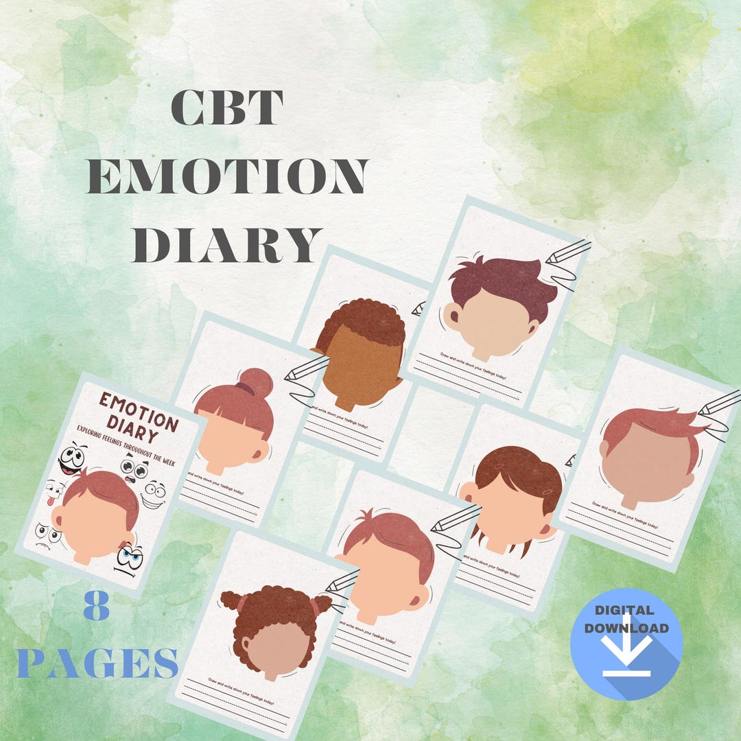 CBT Emotion Diary for Kids & Teens, CBT Children Worksheets, Cognitive ...