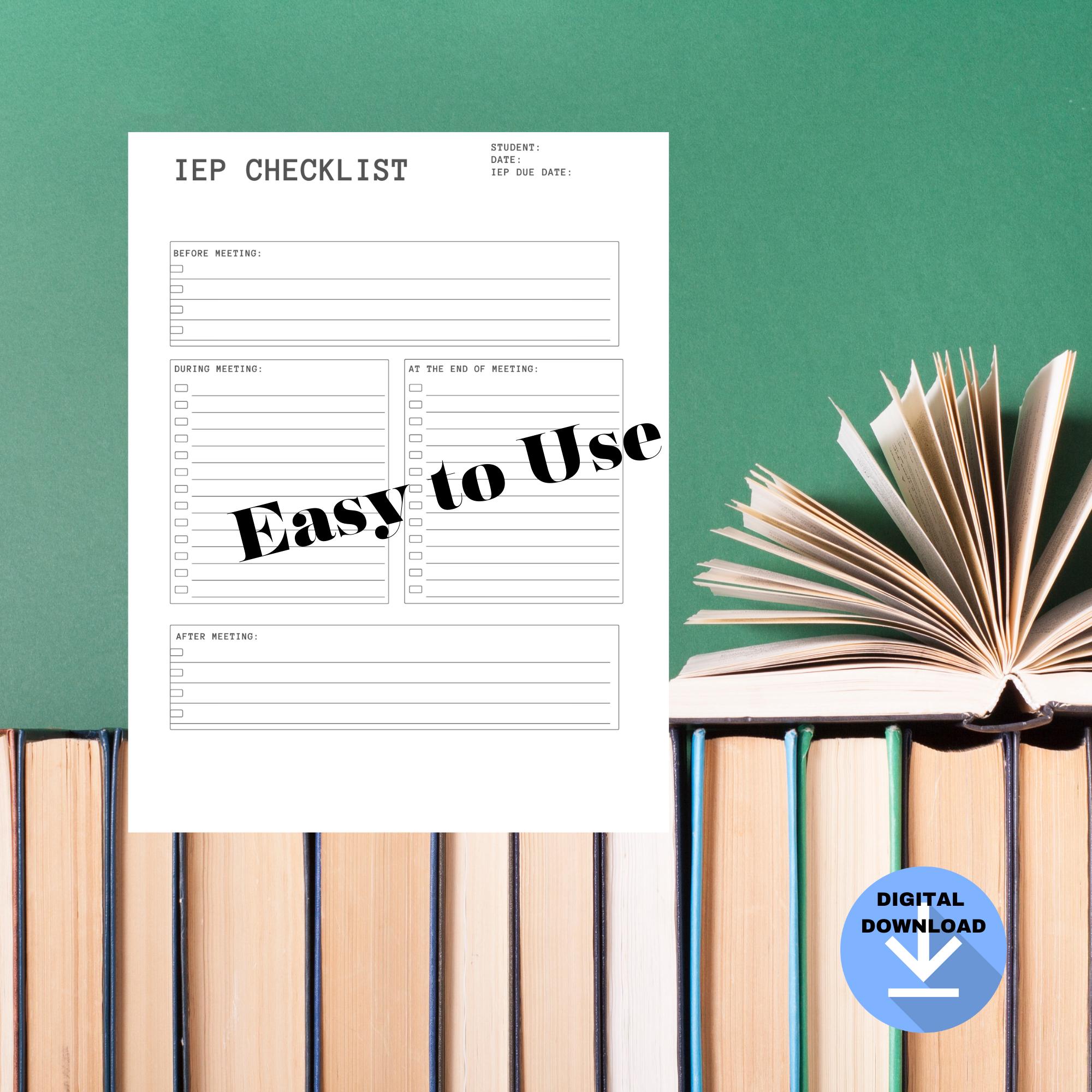 IEP Custom Checklist Digital Template, Individualized Education Plan ...