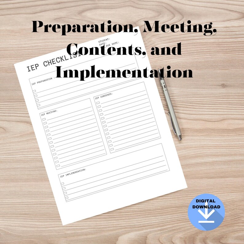IEP Custom Checklist Digital Template, Individualized Education Plan ...