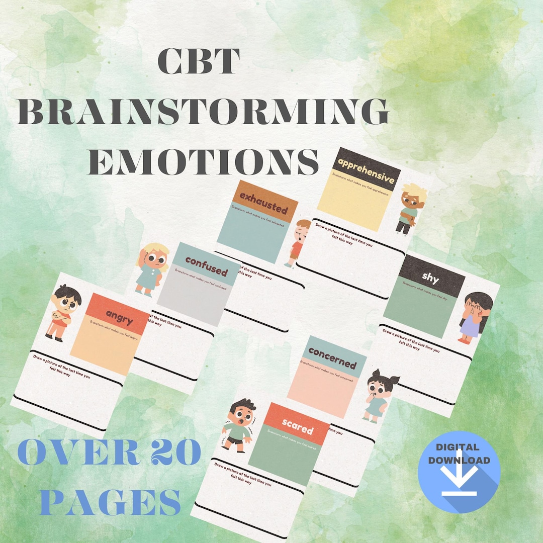 CBT Brainstorming Emotions for Kids and Teens, CBT Children Worksheets ...