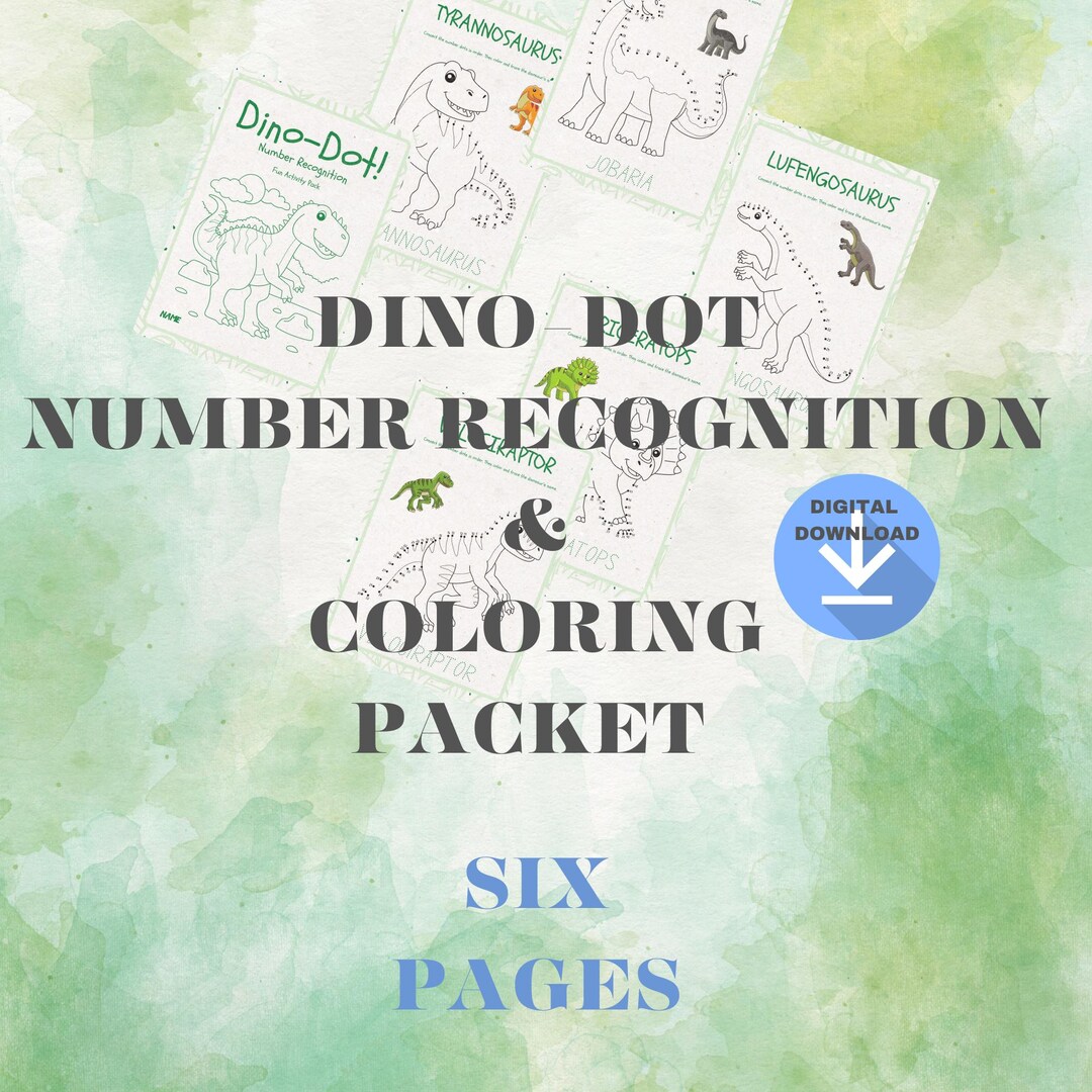 Dinosaur Dot to Dot Coloring Pages Activity Book, Preschool, Pre-k ...