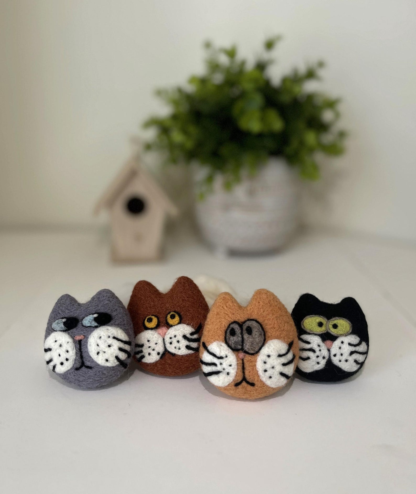 Adorable Felted Cat Pins – Set of 3 Colors With Unique Expressions ...