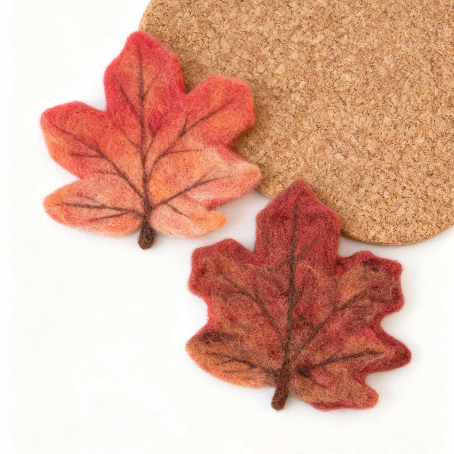 Felted Wool Maple Leaf Coaster | Fall Home Decor - Etsy