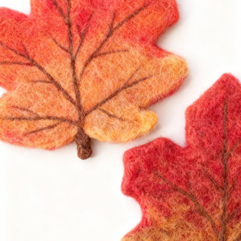 Felted Wool Maple Leaf Coaster | Fall Home Decor - Etsy