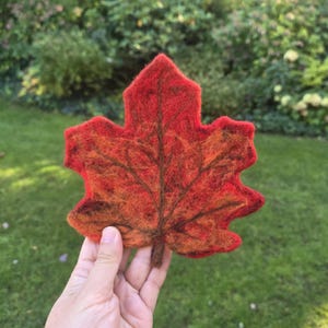 Felted Wool Maple Leaf Coaster | Fall Home Decor - Etsy