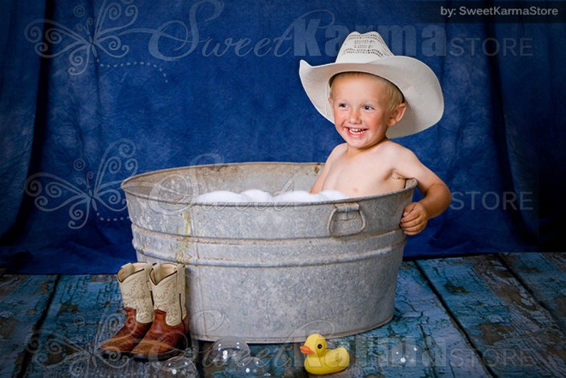 Cowboy Wash Basin on Blue Editable Digital PSD Layered Photoshop File ...