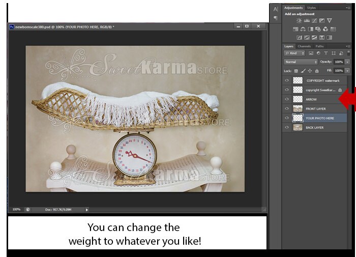 Newborn Scale With Editable Weight Digital Photography Prop FILE 380 - Etsy