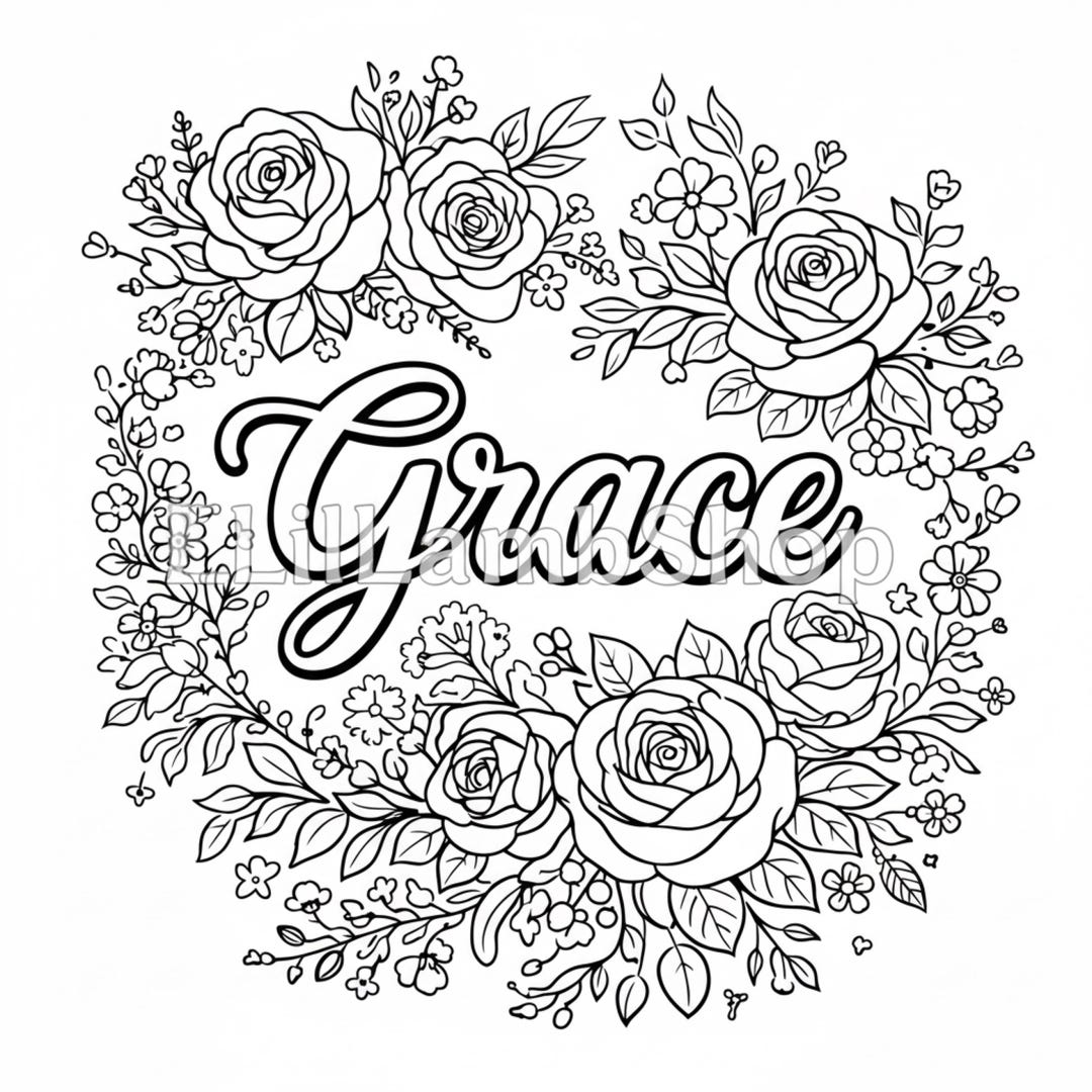 Grace Coloring Page Printable - Belivers Adult Faith Coloring PNG ...