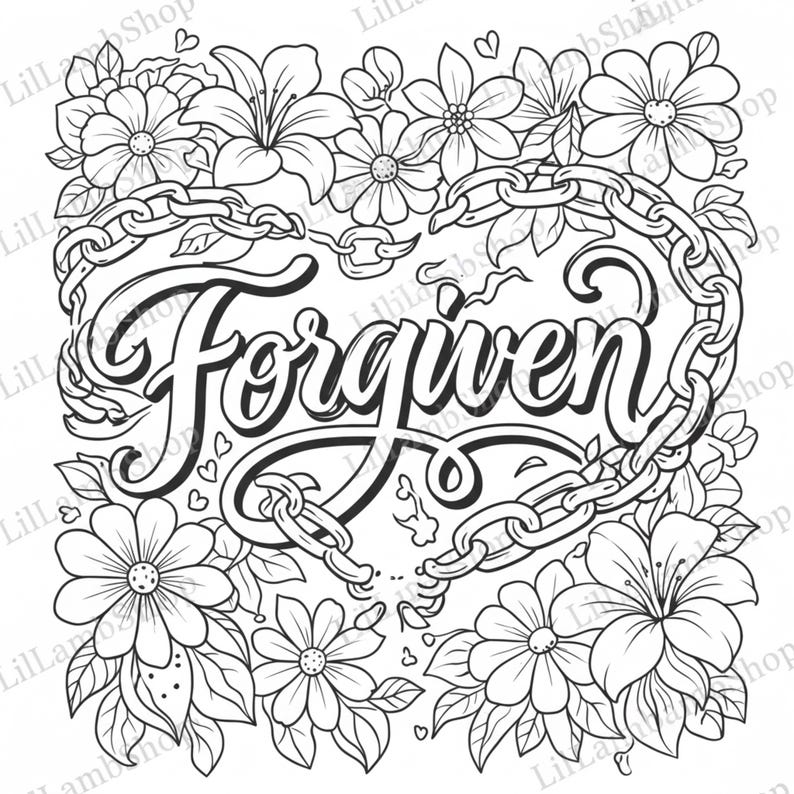 Forgiven Coloring Page Printable - Belivers Redemption Faith Art ...