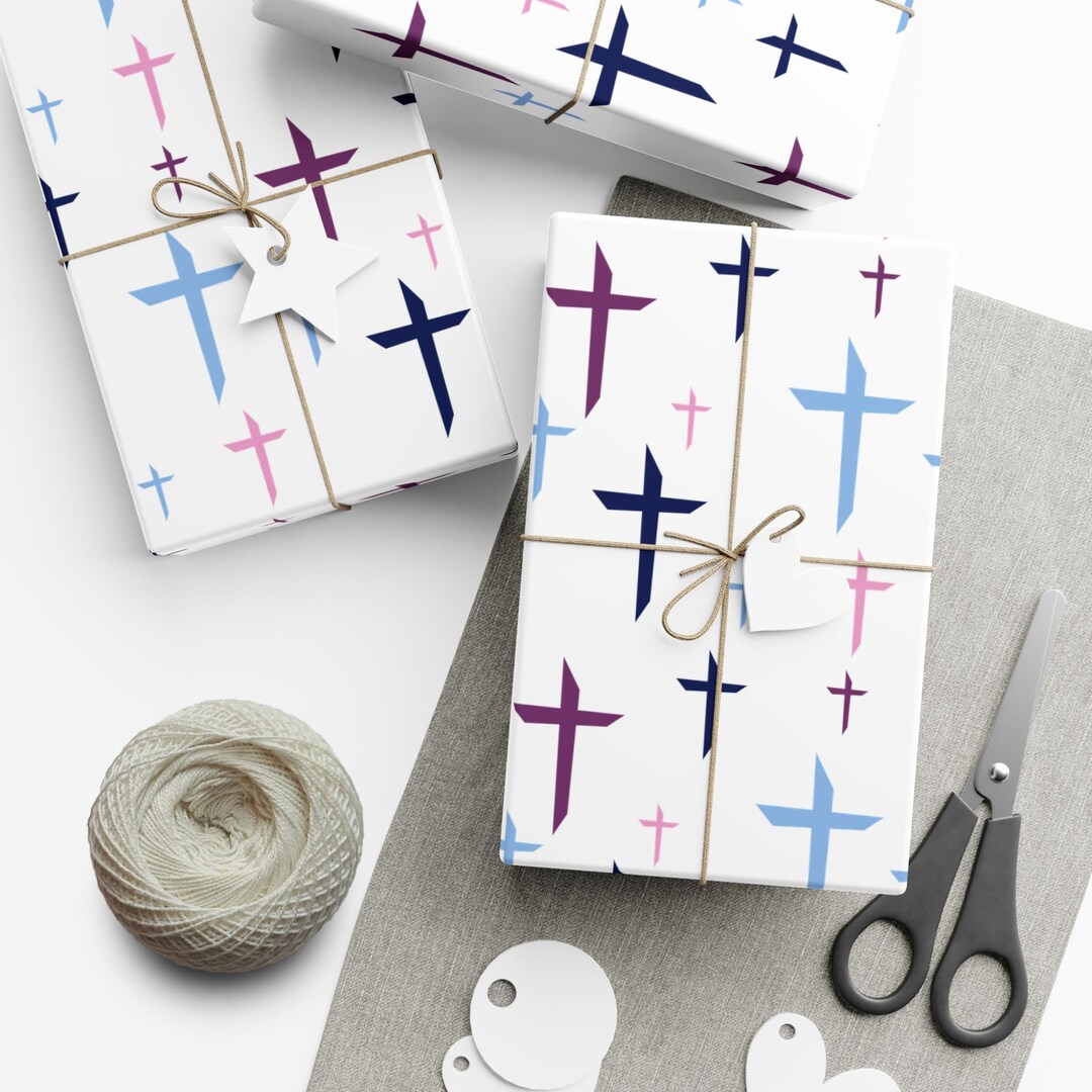 Christian Wrapping Paper, Christian Cross Gift Wrap, Christian Holiday ...