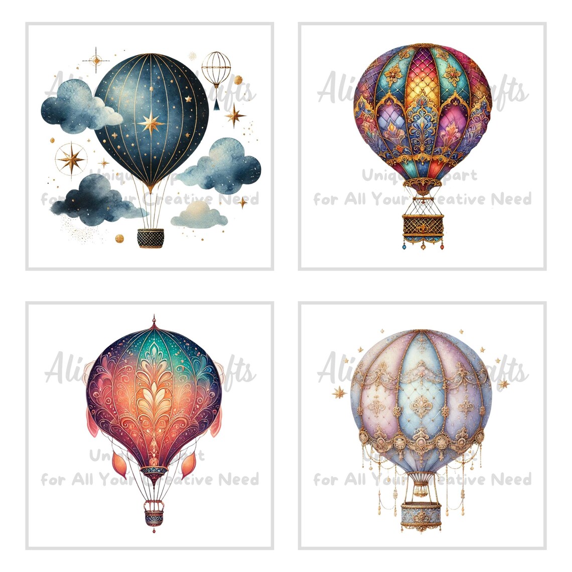 Hot Air Balloons Clipart - 28 PNG, Colorful and Whimsical Balloon ...