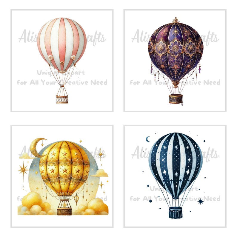 Hot Air Balloons Clipart - 28 PNG, Colorful and Whimsical Balloon ...