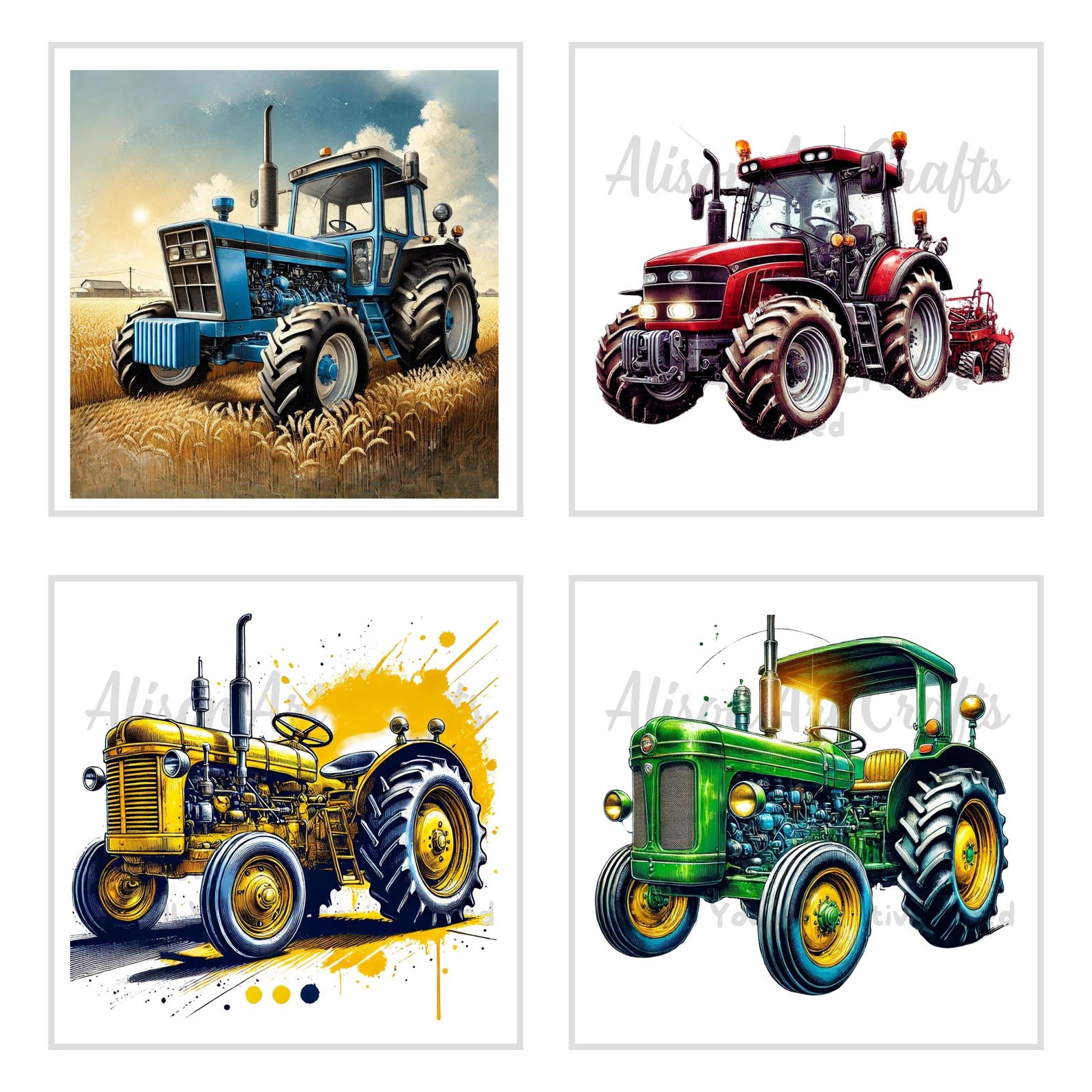 Tractors Clipart - 28 PNG, Colorful and Playful Farm Tractors, Country ...