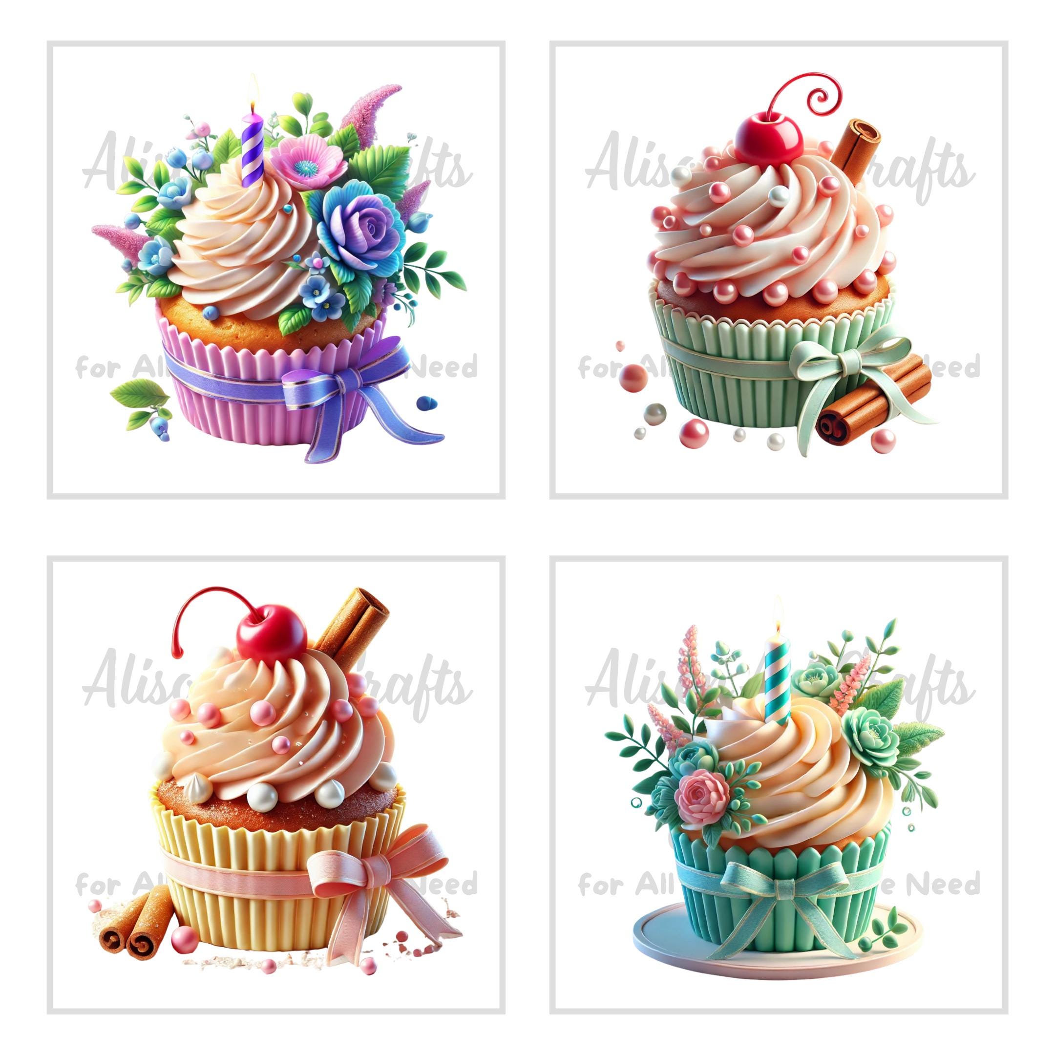 Birthday Cupcake Clipart (P3) - 28 PNG, Colorful and Cute Cupcakes With ...