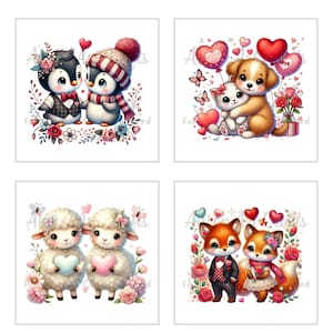 Cute Animals Couple Clipart - 25 PNG, Adorable Paired Wildlife in ...