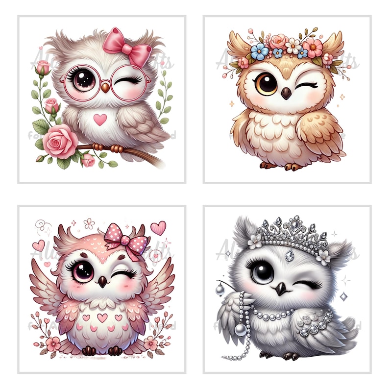 Winking Owls Clipart: 28 Playful PNG Images (digital Download) - Etsy
