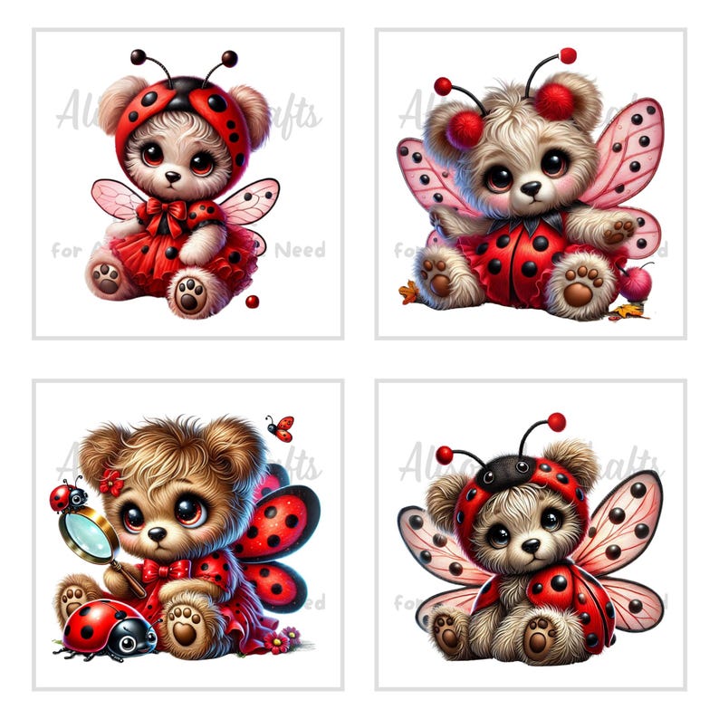 Ladybug Teddy Bear Clipart - 26 PNG, Adorable Teddy Bears Dressed as ...