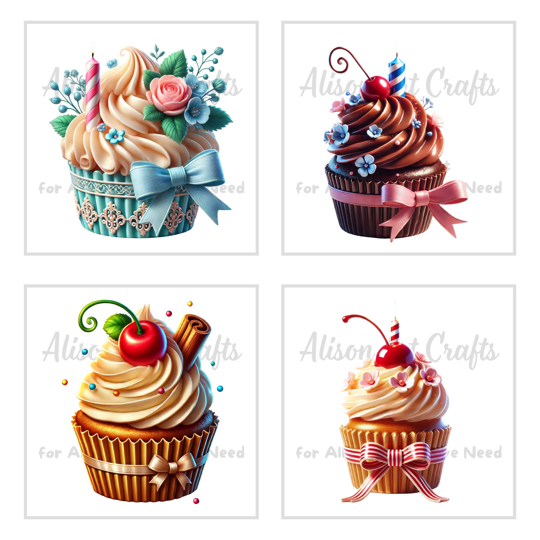 Birthday Cupcake Clipart (P1) - 28 PNG, Colorful and Cute Cupcakes With ...