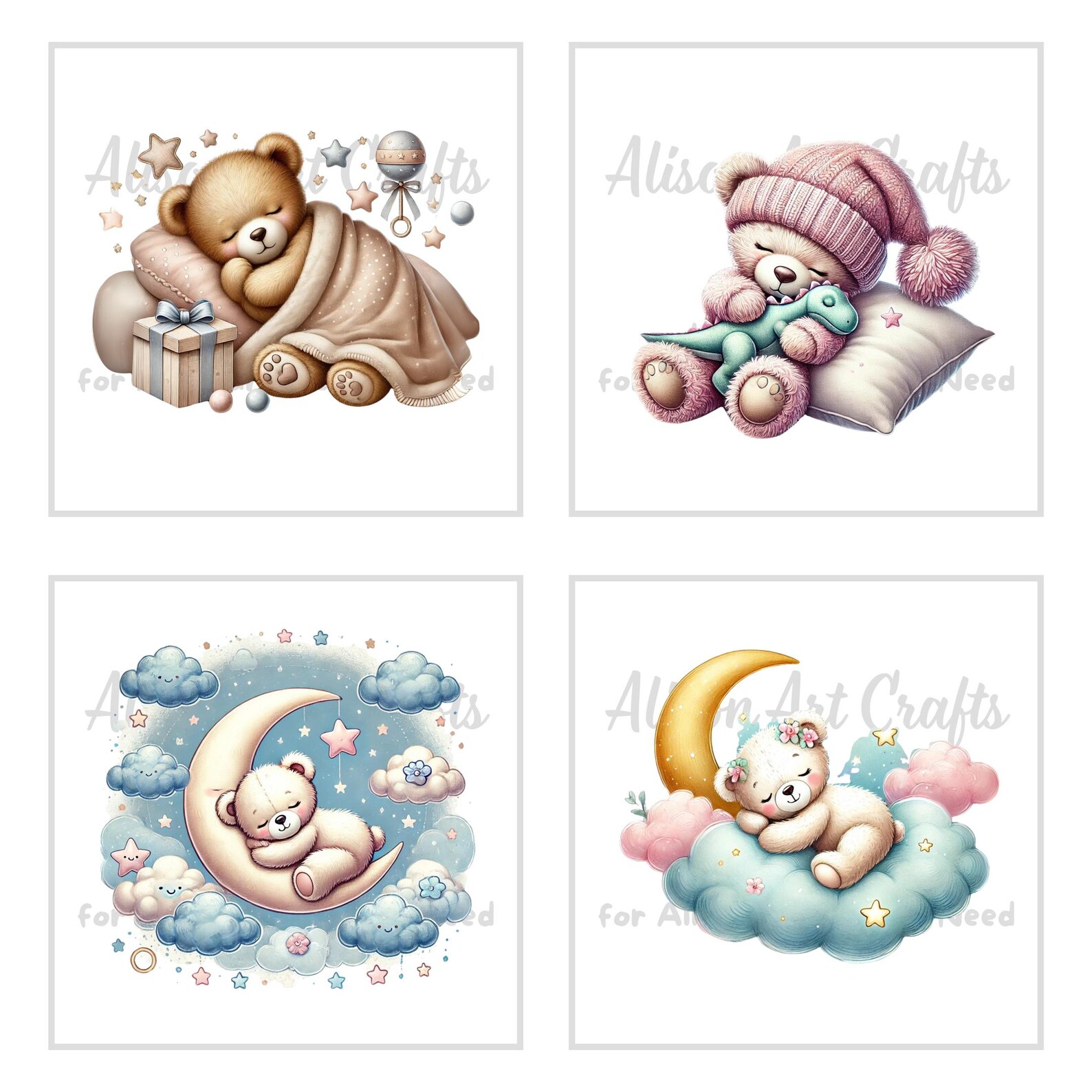Sleeping Teddy Bear Clipart - 32 PNG, Peaceful Slumber Bears, Cute and ...