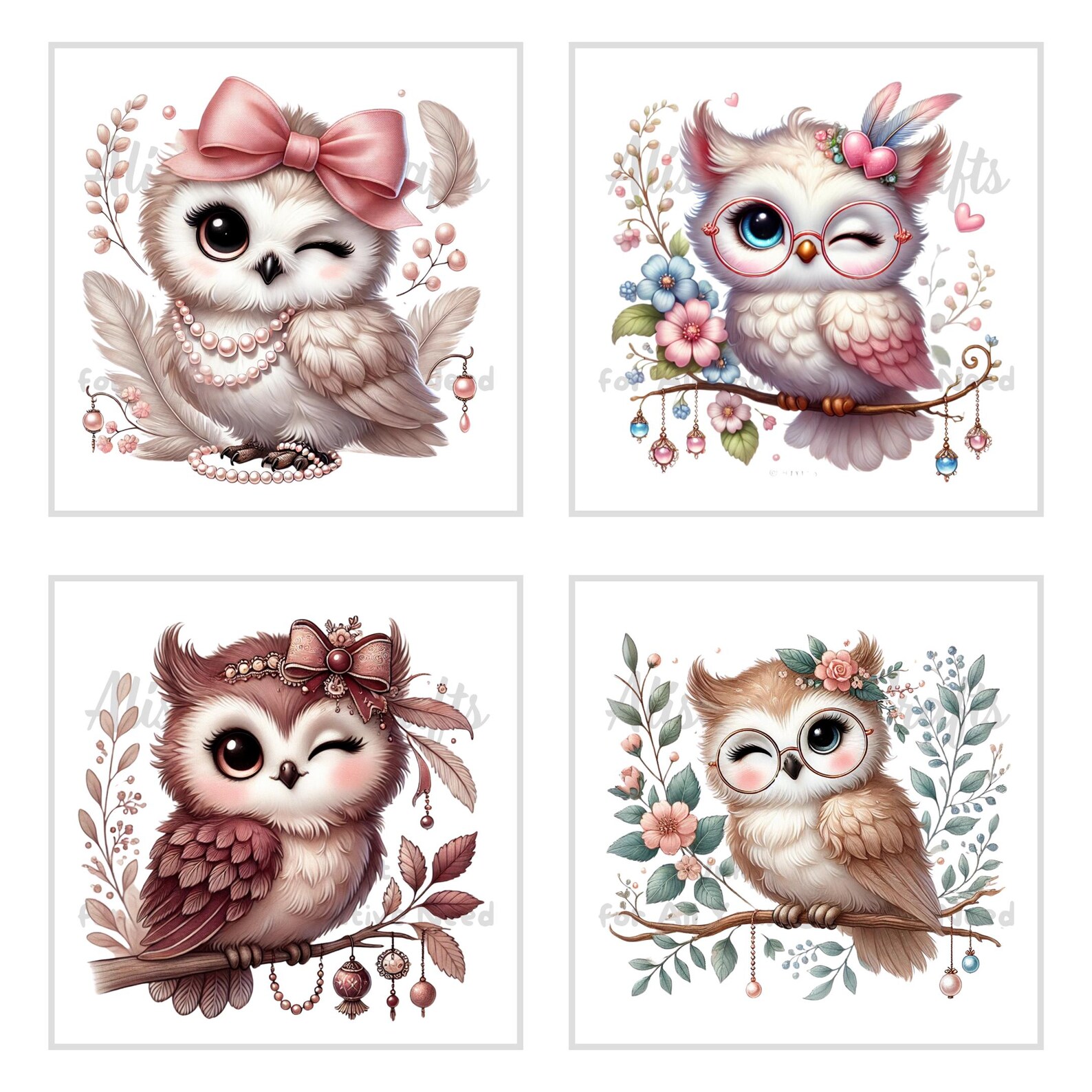 Winking Owls Clipart: 28 Playful PNG Images (digital Download) - Etsy