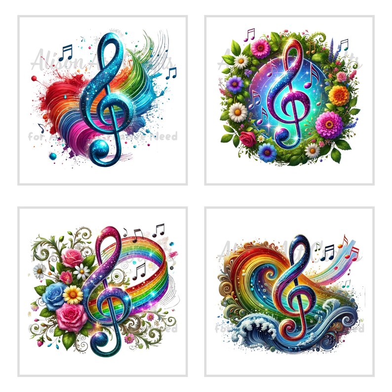 Music Notes Clipart – 30 PNG, Colorful Musical Notes, Fun Symbols ...