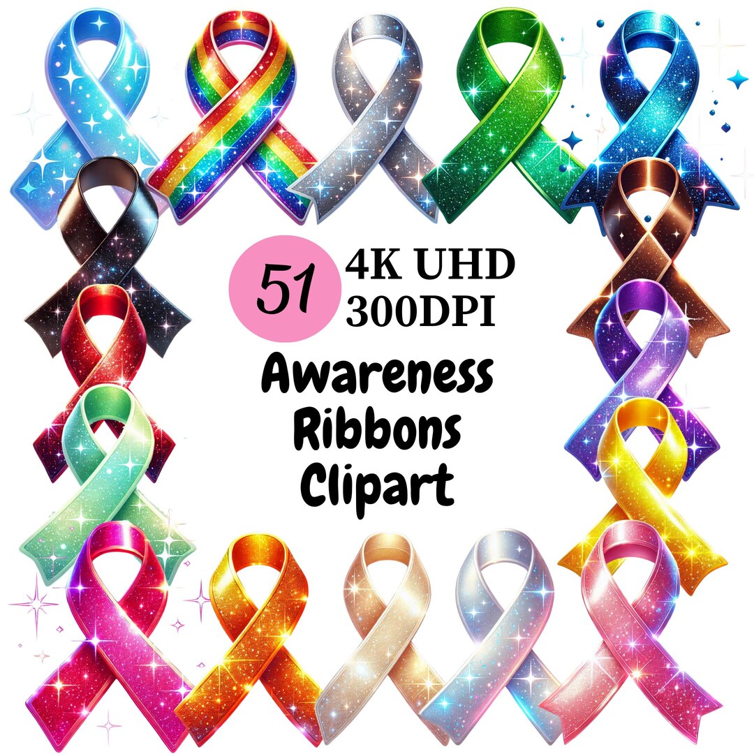 Awareness Ribbons Clipart - 51 PNG, Bright and Colorful Ribbon Designs ...