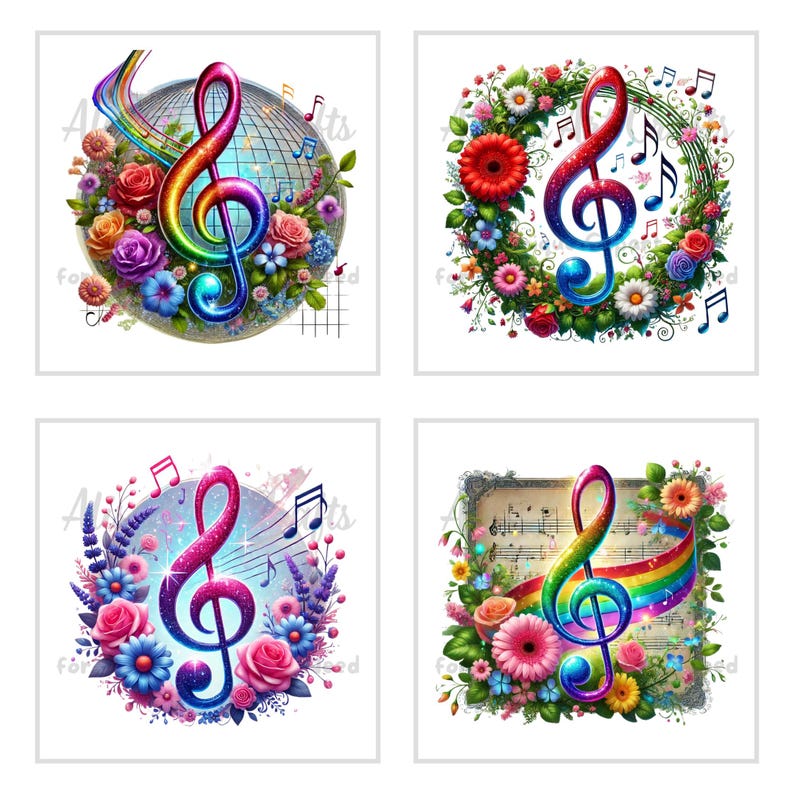 Music Notes Clipart – 30 PNG, Colorful Musical Notes, Fun Symbols ...