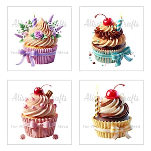 Birthday Cupcake Clipart (P3) - 28 PNG, Colorful and Cute Cupcakes With ...