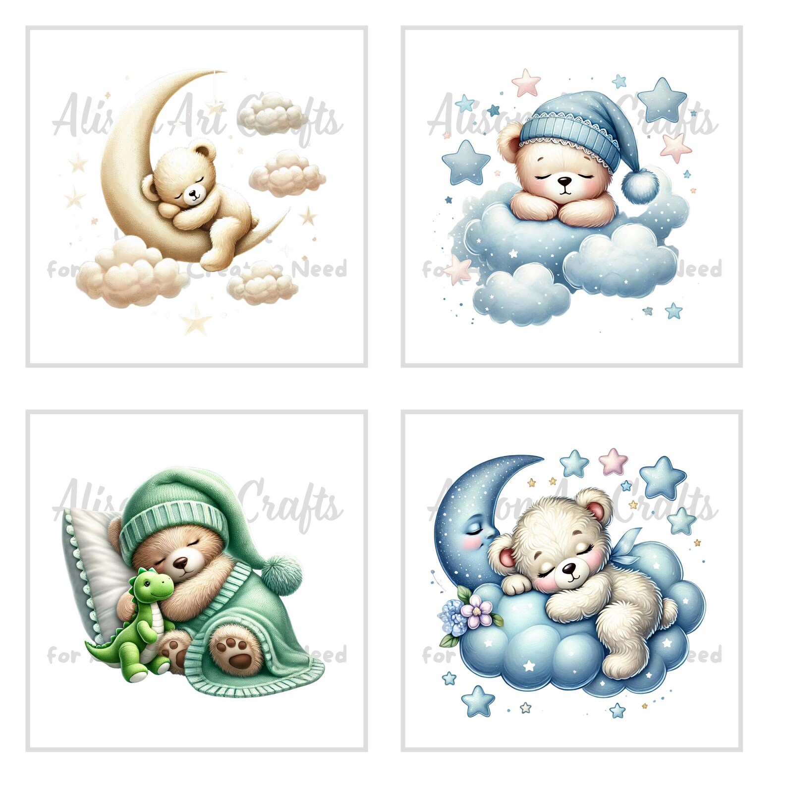 Sleeping Teddy Bear Clipart - 32 PNG, Peaceful Slumber Bears, Cute and ...