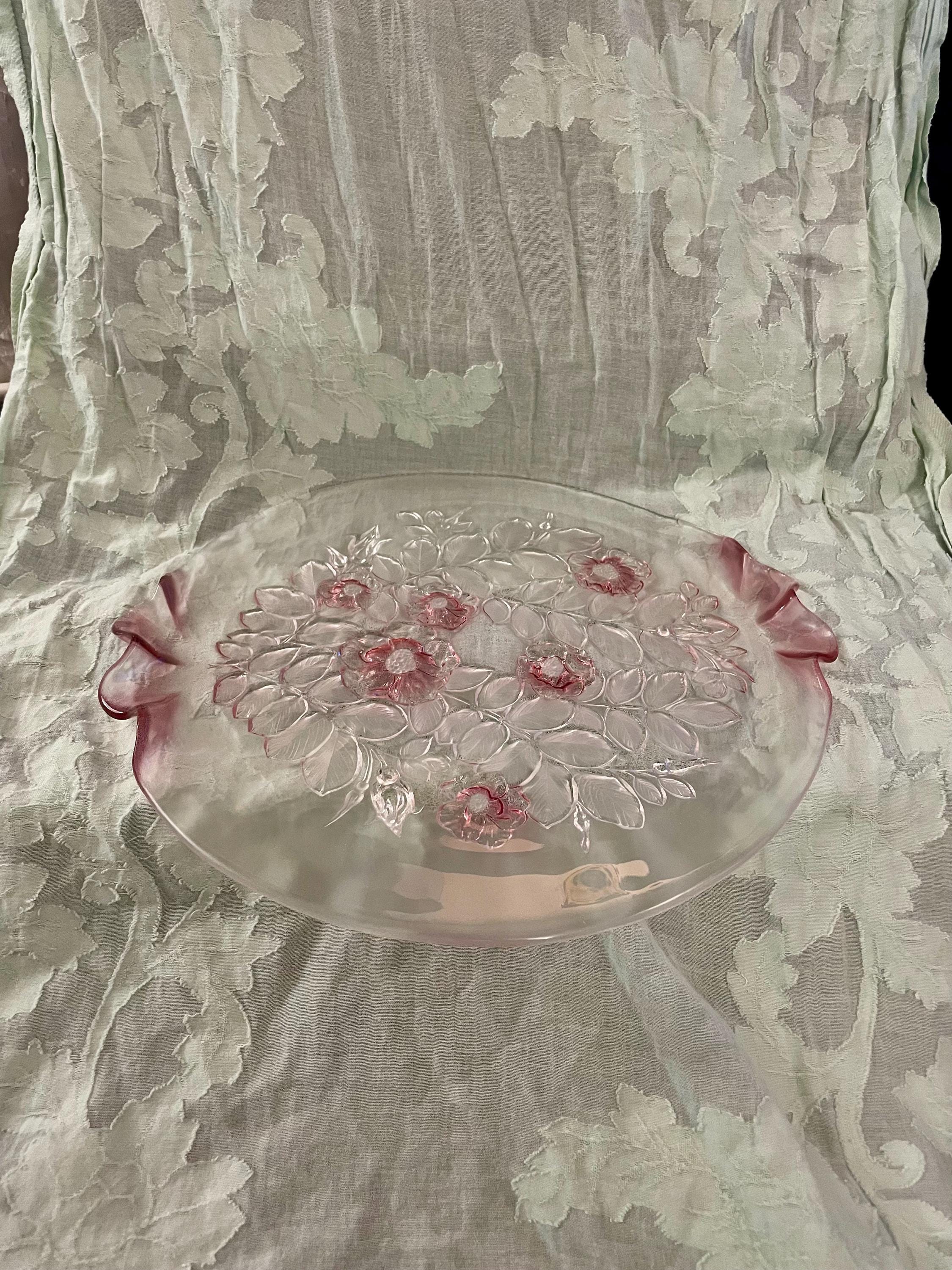 14.5" Mikasa Crystal Pink Rosella Frosted Rose Serving Platter - Etsy