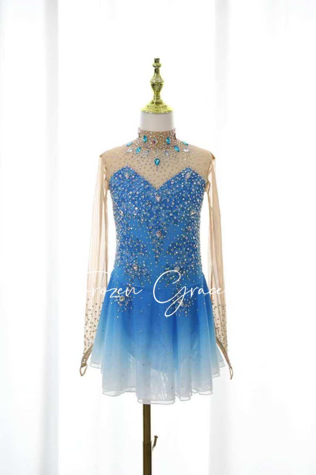 Azure Ice Whisper Customized Dress/costume/figure Skating/ice Dance/ice ...