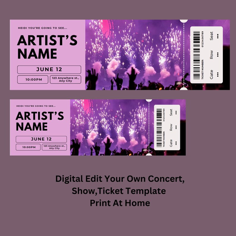 Digital Edit Your Own Concert, Show, Musical Ticket | Print at Home ...