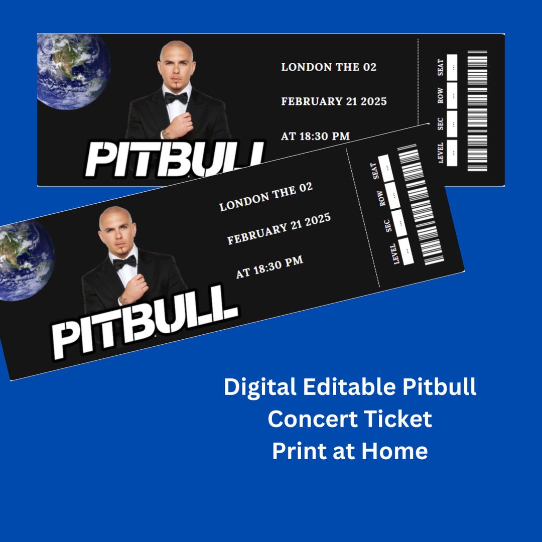 Digital Editable Pitbull Concert Ticket Souvenir Gift - Etsy
