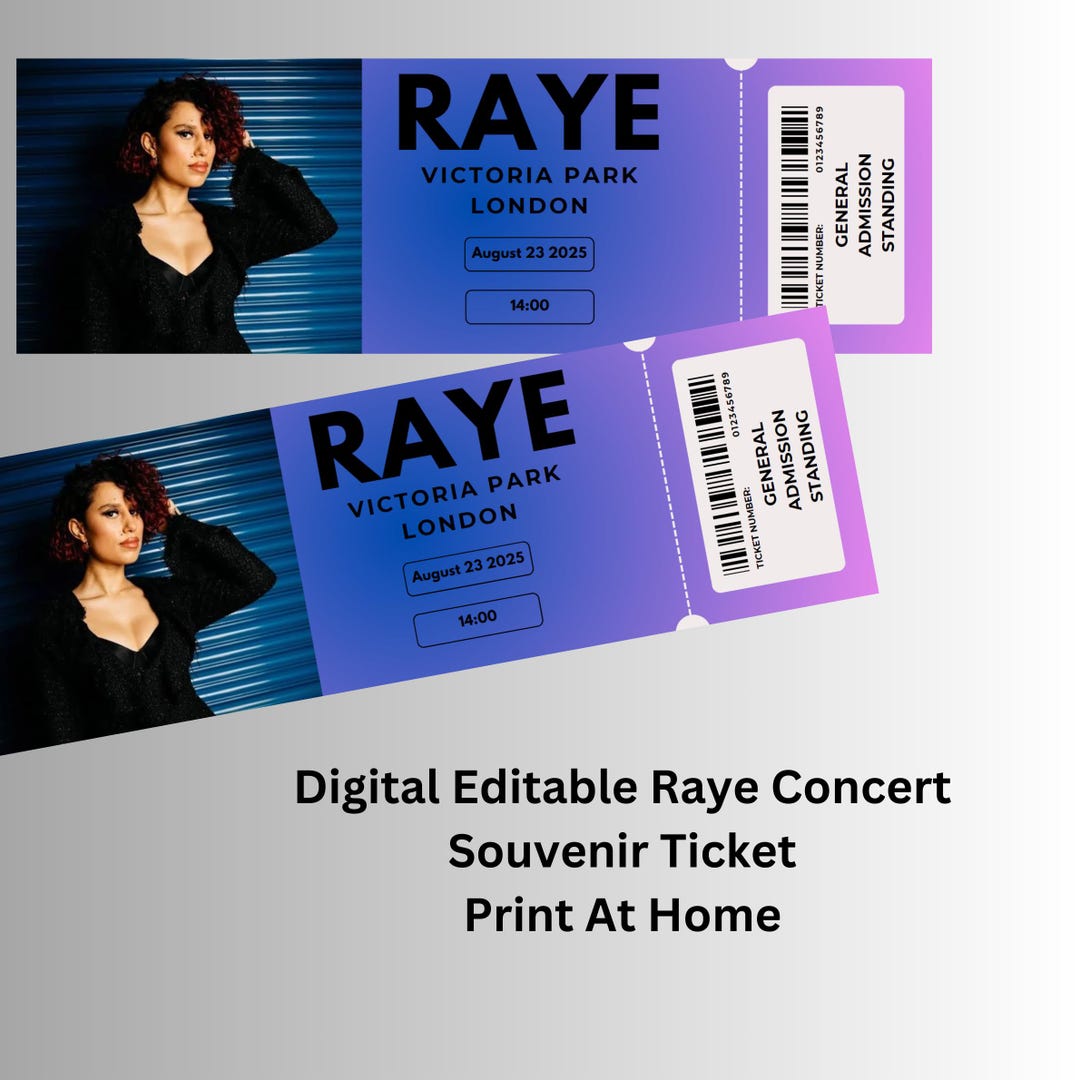 Digital Editable Raye Concert Souvenir Ticket UK - Etsy