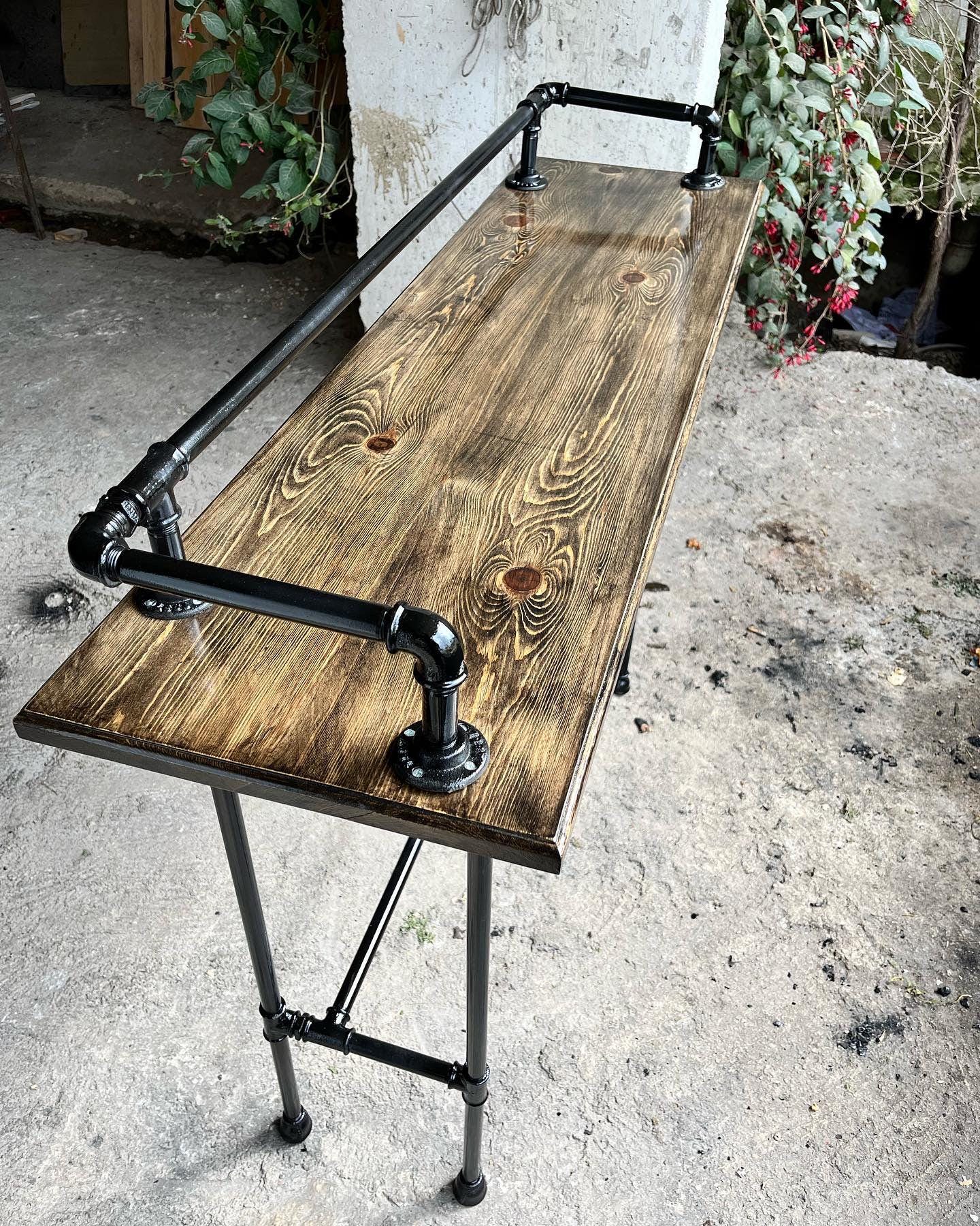 Wooden Long Bar Table, Sofa Bar Table, Industrial Bar Table, Entrance Hall Table, Natural Live ...