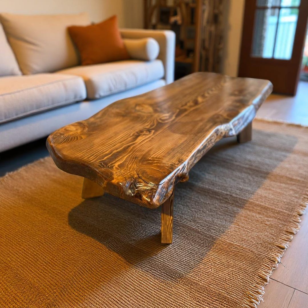 Live Edge Reclaimed Wood Coffee Table, Handmade Rustic Furniture for ...