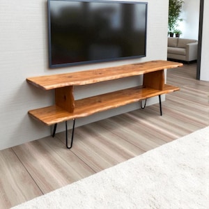 Live Edge Media Console, Handmade Rustic TV Unit, Solid Wood Furniture ...