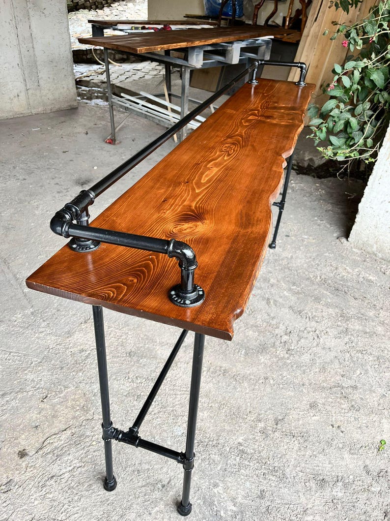 Wooden Long Bar Table, Sofa Bar Table, Industrial Bar Table, Entrance Hall Table, Natural Live ...