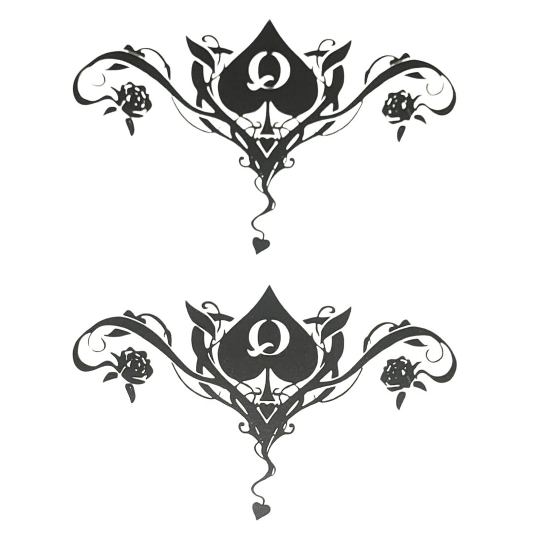 2 Tattoo "q" Queen of Spades and Roses Temporary Tattoo - BBC Black ...