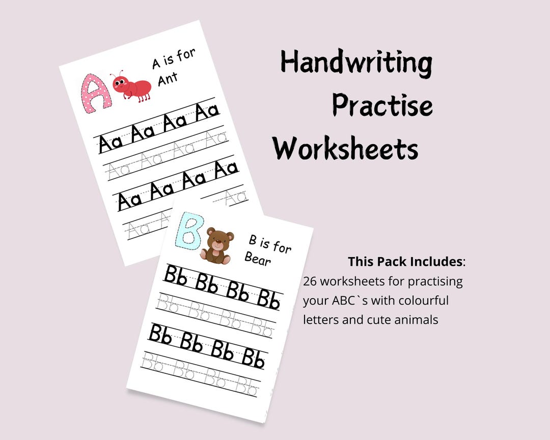 Alphabet Animals, Tracing Worksheets, Handwriting Practise, Digital ...