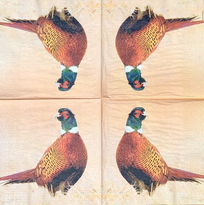 Decoupage Napkins 2 Single Paper Napkins Wild Pheasant | Etsy